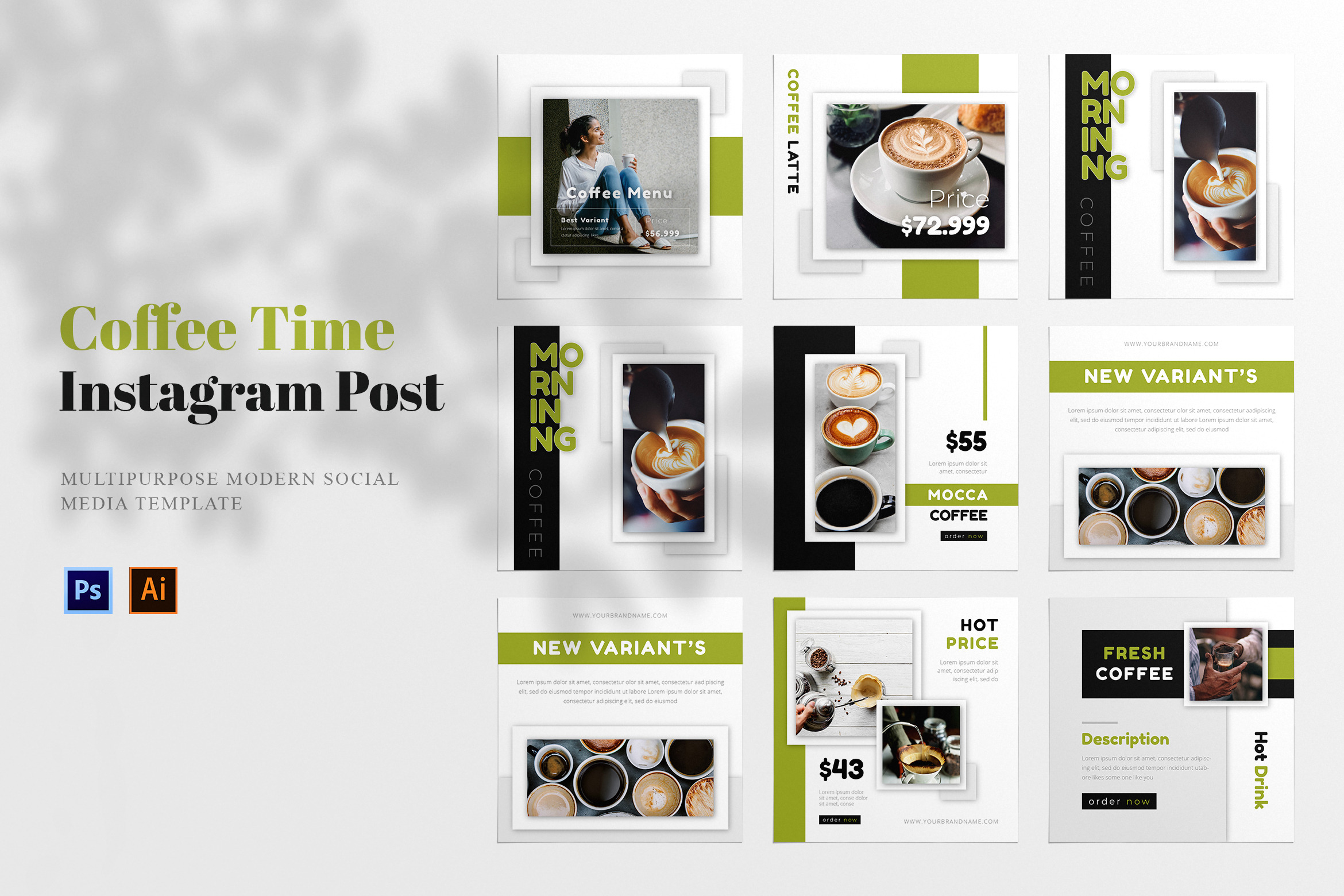 Coffee Times Social Media Post | Social Media Templates ~ Creative Market