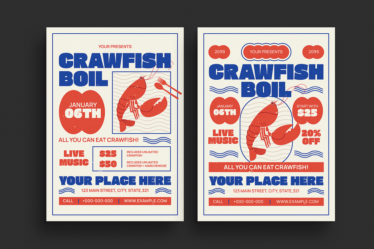 Retro Crawfish Boil Event Flyer, a Flyer Template by Guuver