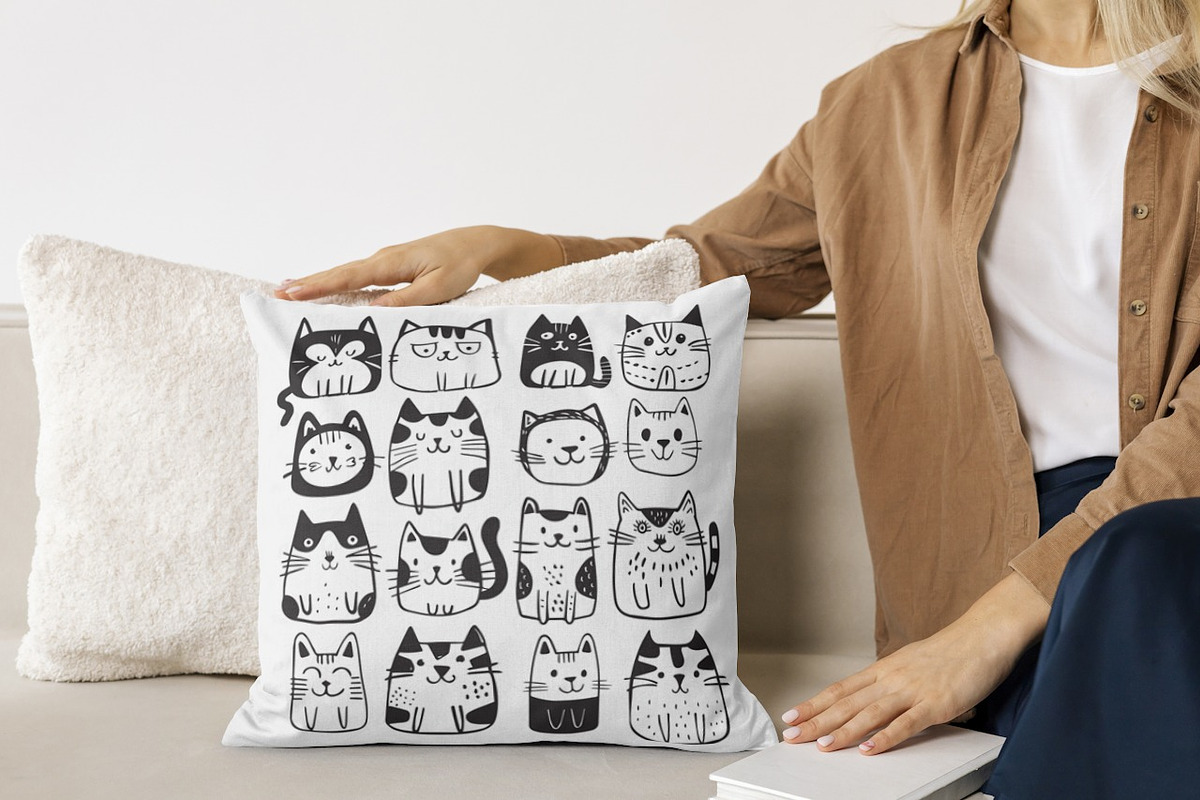 Doodle Cats Clipart, Digital doodles, an Outline Icon by PassionPNGcreation