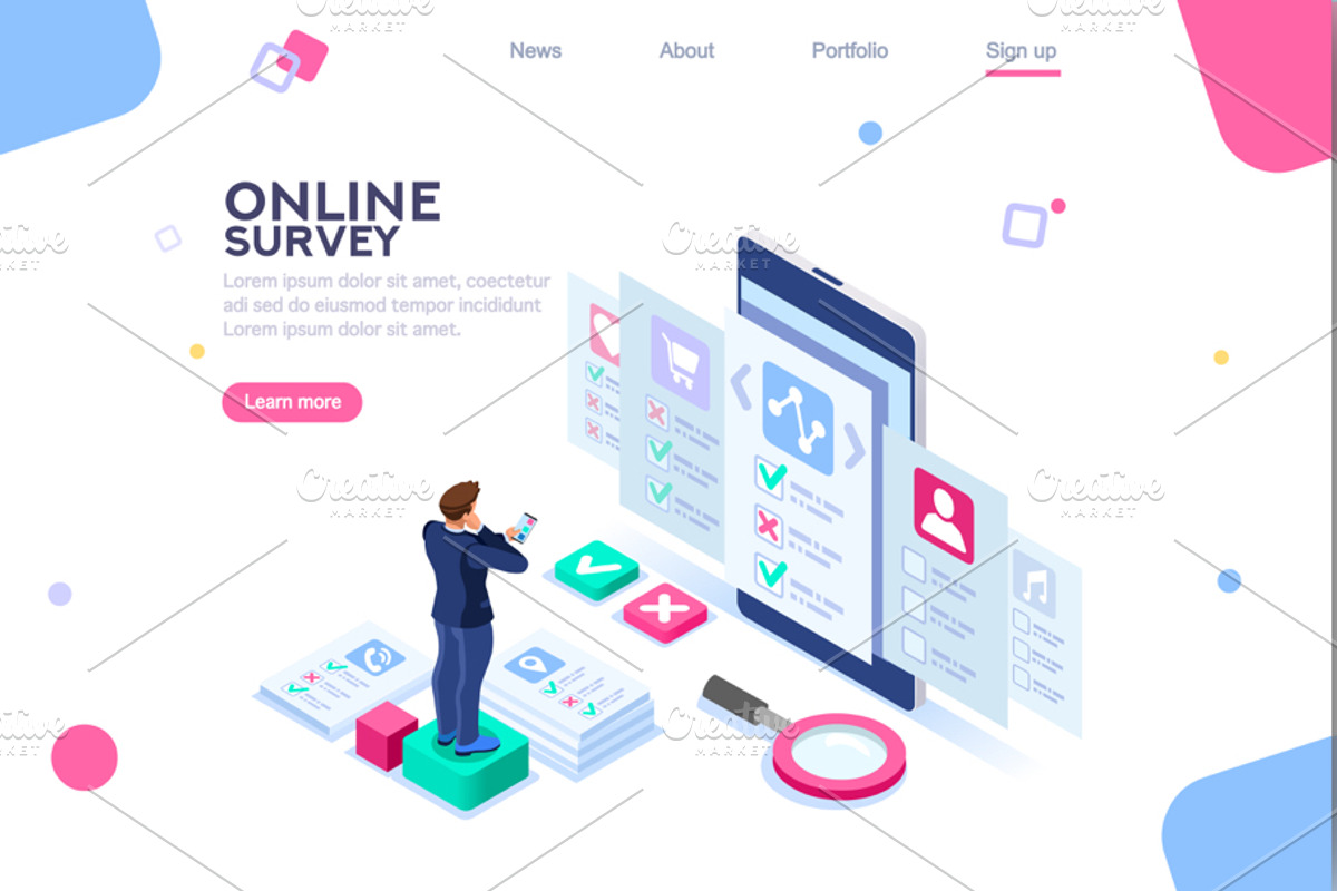 Online Survey Template, a Background Graphic by Aurielaki Stock Images