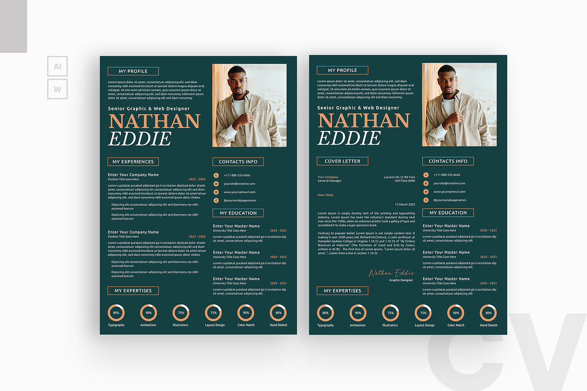 Green Graphics Resume CV, a Resume Template by iDoodle Studio ...