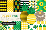 Pineapple digital Papers & clipart, a Pattern Graphic by JennyL Designs