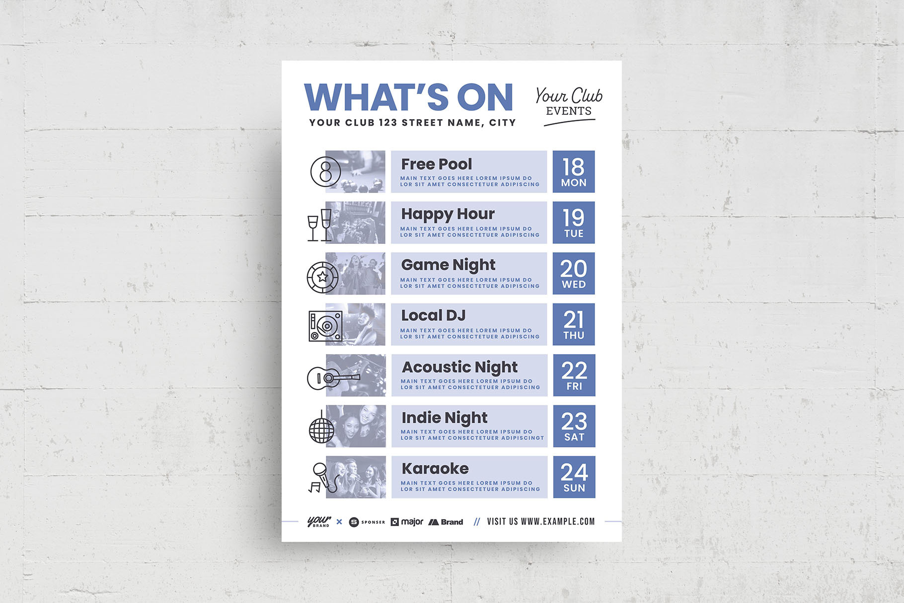 Weekly What's On Flyer Poster, a Flyer Template by BrandPacks