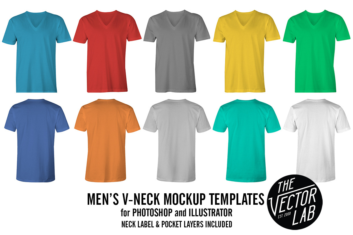 Men's V-Neck Mockup Templates, a Shirt Mockup by TheVectorLab