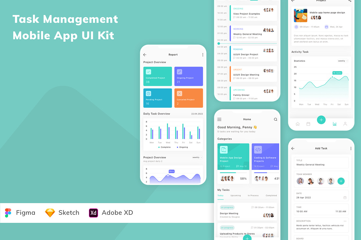 Task Management Mobile App UI Kit, an UI Kit Template by Betush