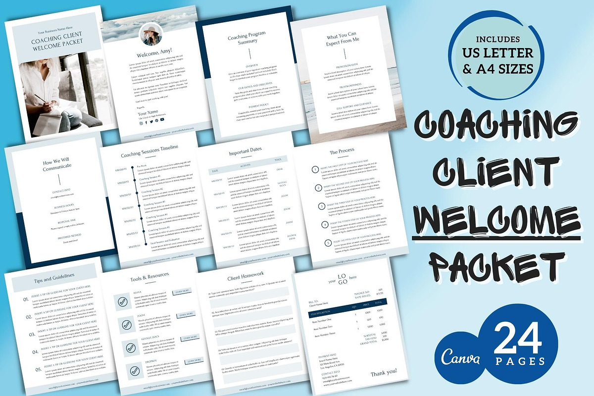 Coaching Client Template Bundle, a Magazine Template by ProductiveandFree