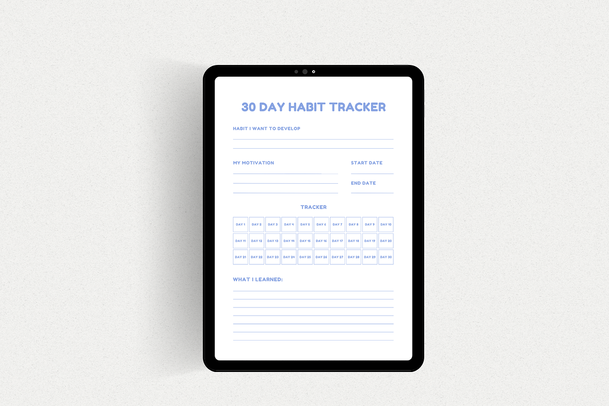 30-Day Habit Tacker Printable PDF, a Stationery Template by The Chaos ...