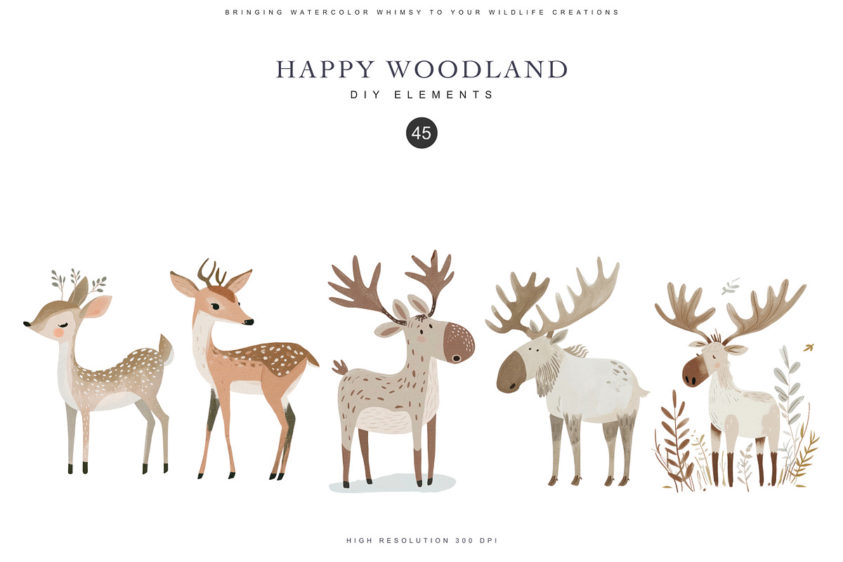 watercolor woodland animal clipart, an Animal Illustration by Pink ...