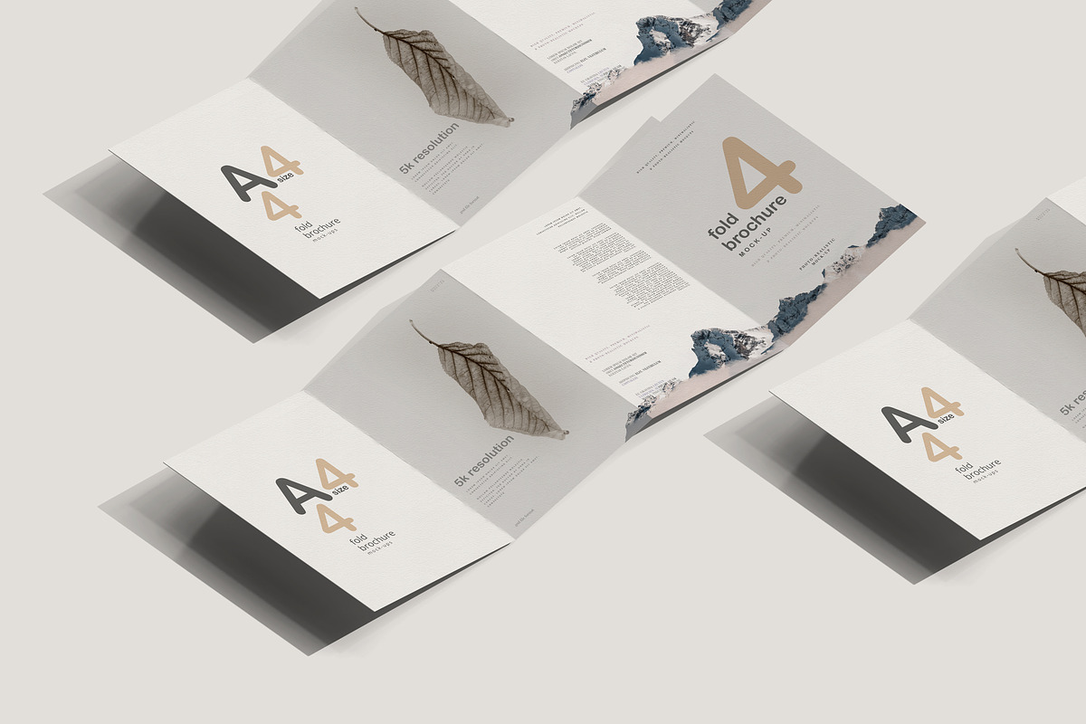 A4 Size Four Fold Brochure Mockup, a Print Template by pmvch