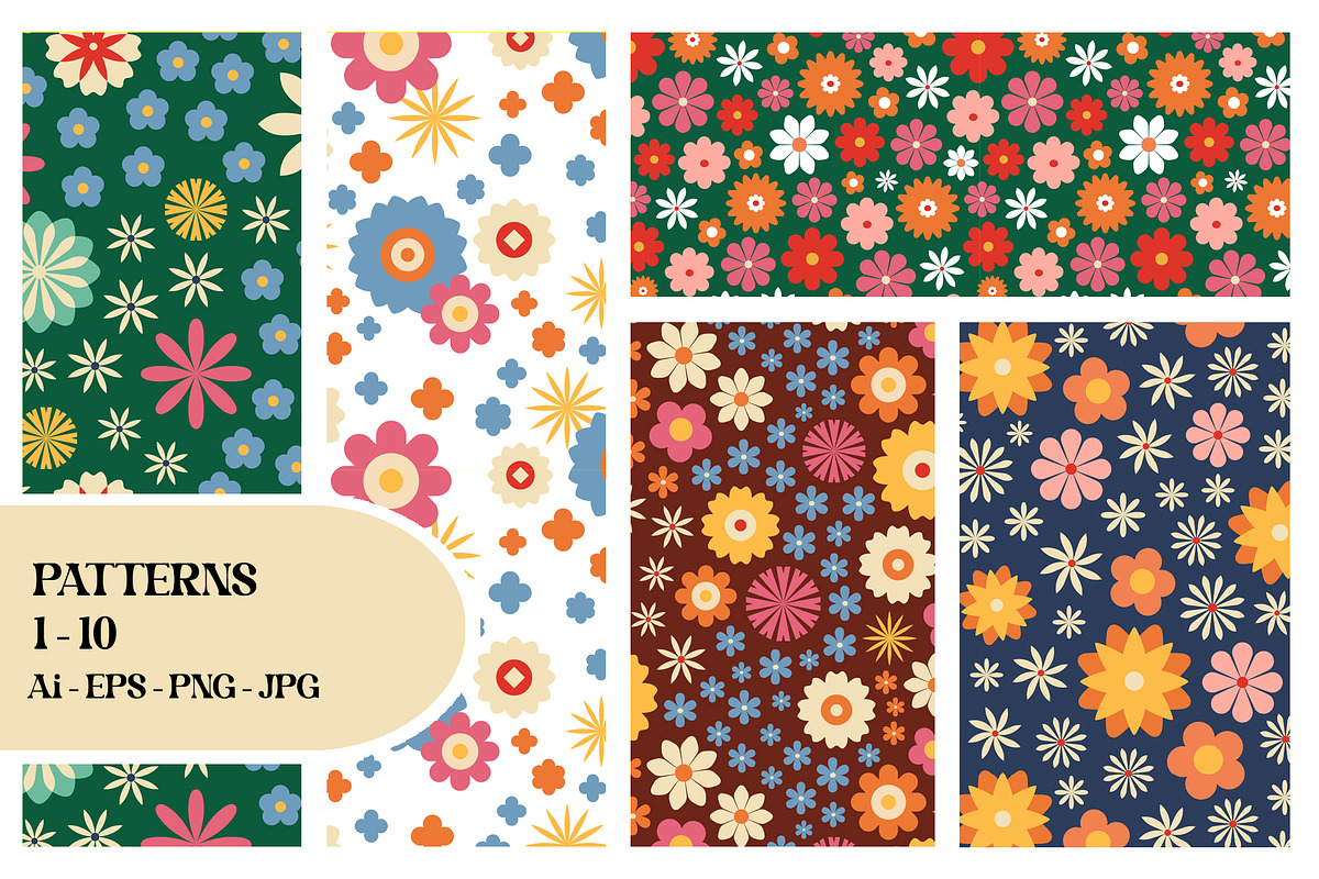 Retro Flower Power Bundle, an Object Graphic by Sofico