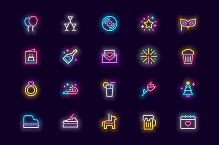 Party - Neon Icons | Icons ~ Creative Market