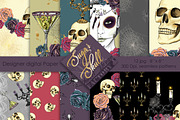 Sugar skull digital paper pack., an Illustration by Sweet sweet design