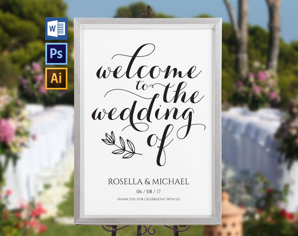 wedding welcome sign SHR186, an Invitation Template by Shafura_Wedding