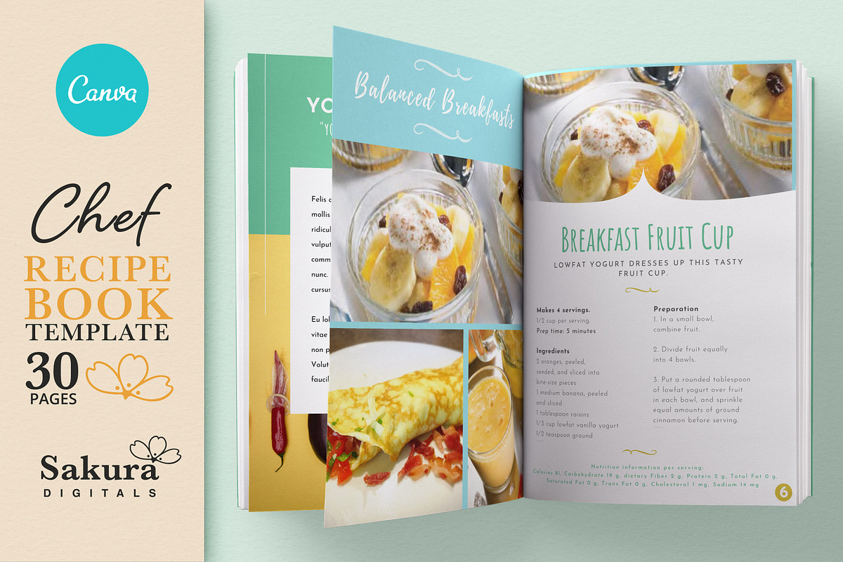 Chef Recipe Book Template for Canva, a Brochure Template by Sakura Digitals