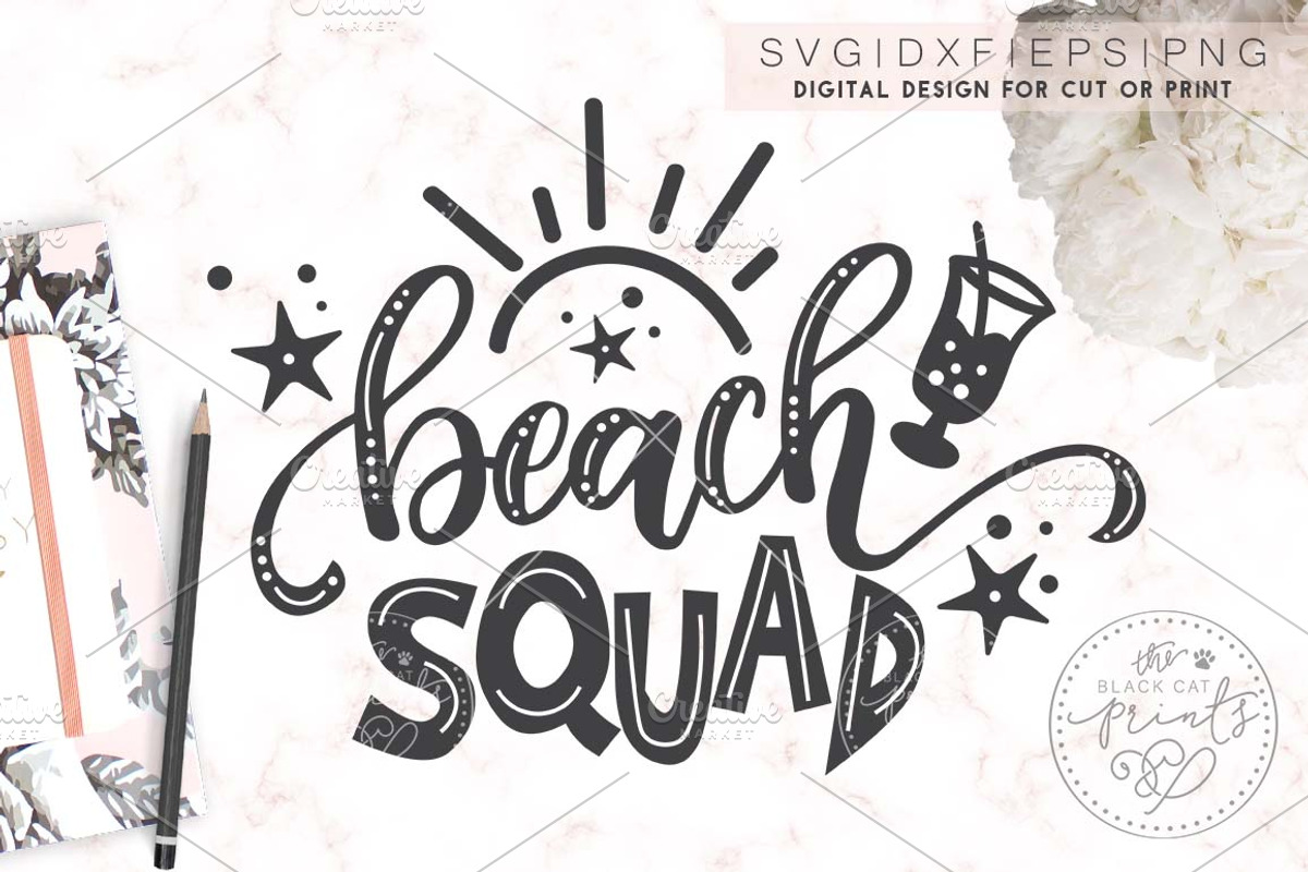 Beach Squad SVG DXF EPS PNG, an Illustration by TheBlackCatPrints