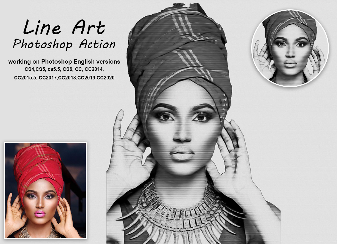 Line Art Photoshop Action, an Action Add-On by Studio Retouch ...