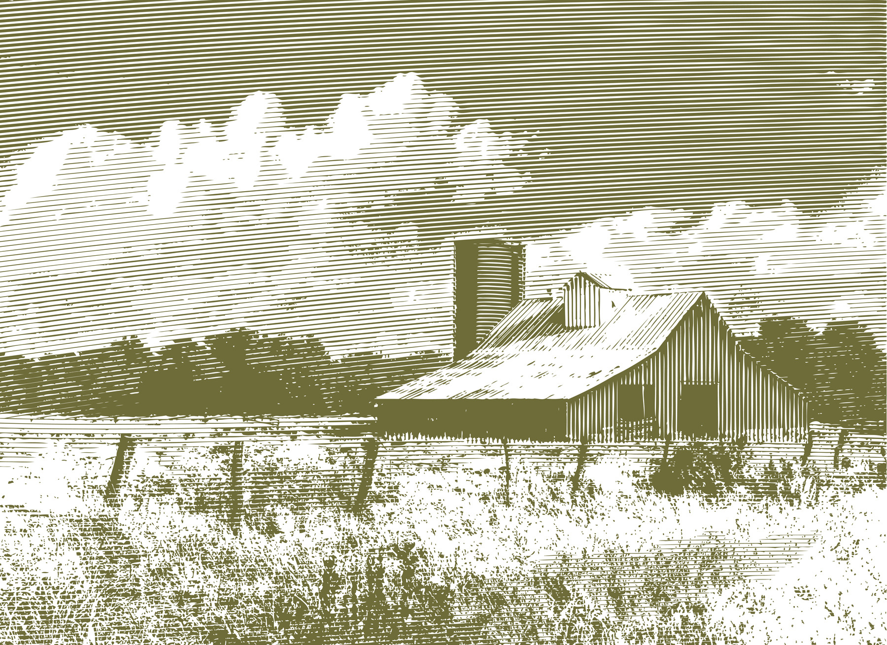Engraved Barn and Silo, a Graphic by blue67sign