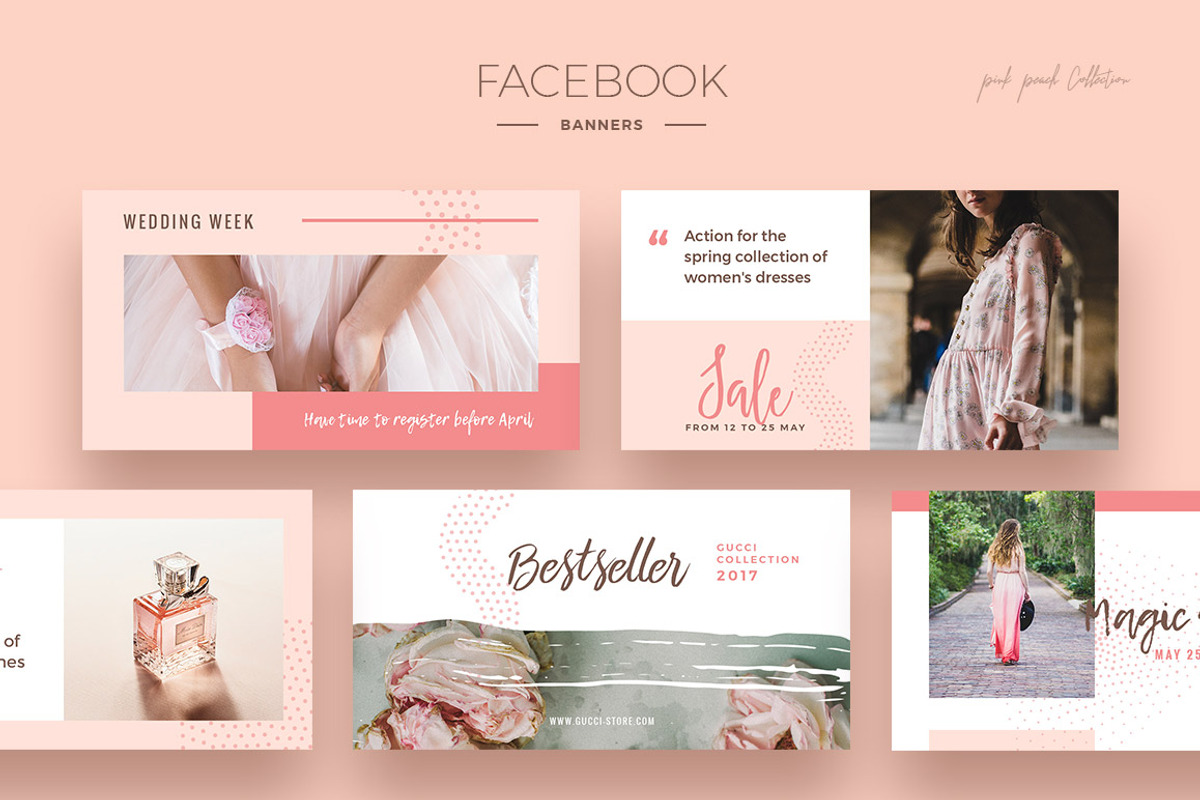 Pink Peach Social Media Designs, a Social Media Template by Creatoly