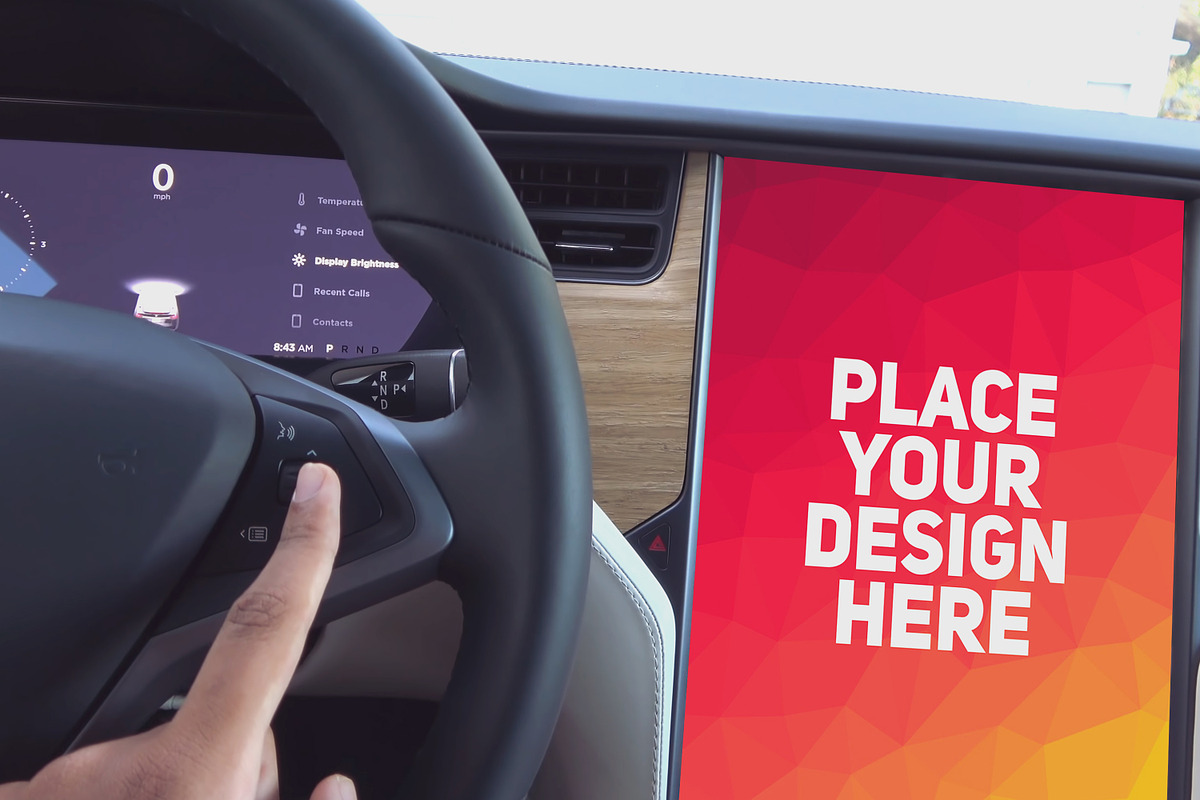 Tesla Model X Display Mockup #4, an iPad Mockup by Laura | Creative Market