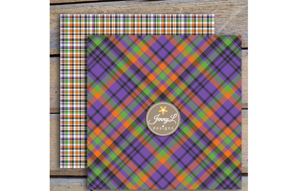 Halloween Plaid Digital Papers, a Pattern Graphic by JennyL Designs
