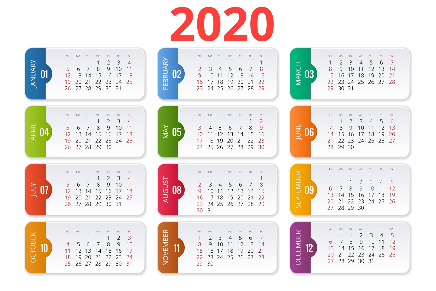 2020 calendar. Print Template. Week, a Texture Graphic by Golden ...
