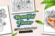 250 Vector Floral Coloring Pages, an Illustration by Blue Digital ...