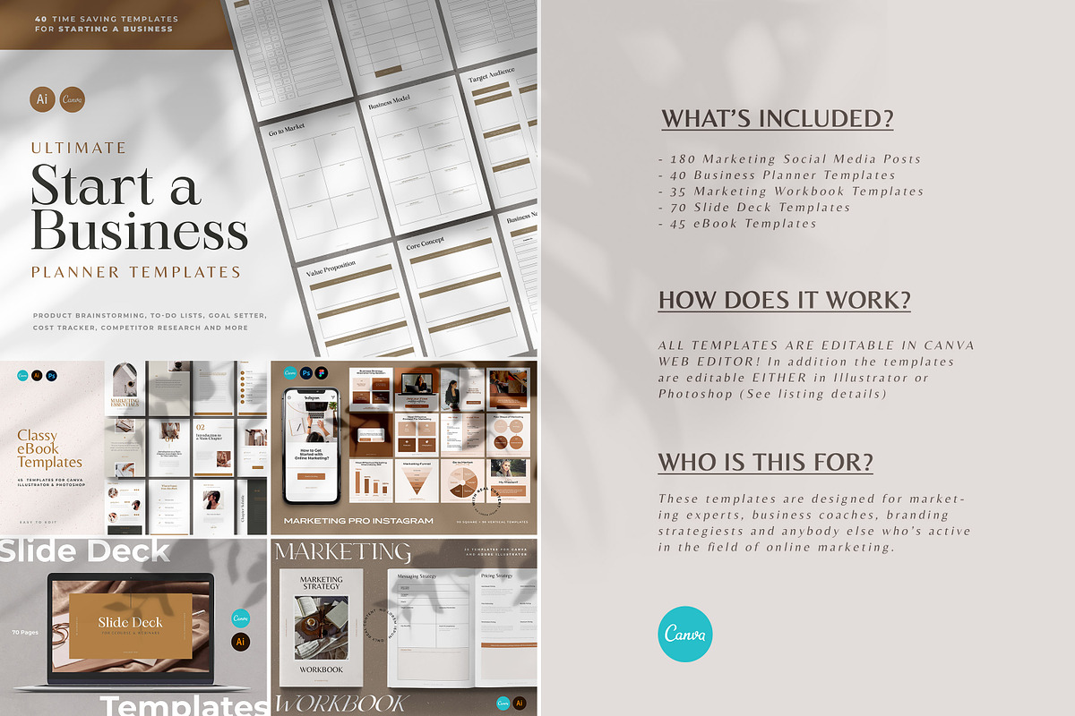 Marketing PRO Bundle For CANVA, a Marketing Template by AndrewPixel