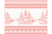 Knitted Ship Seamless Pattern, a Decorative Illustration by Booblgum
