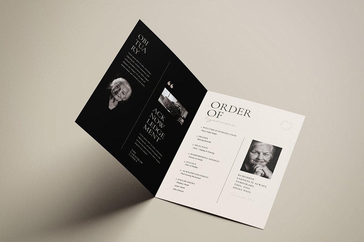 Minimalist Funeral Program Template, an Invitation Template by Vynetta