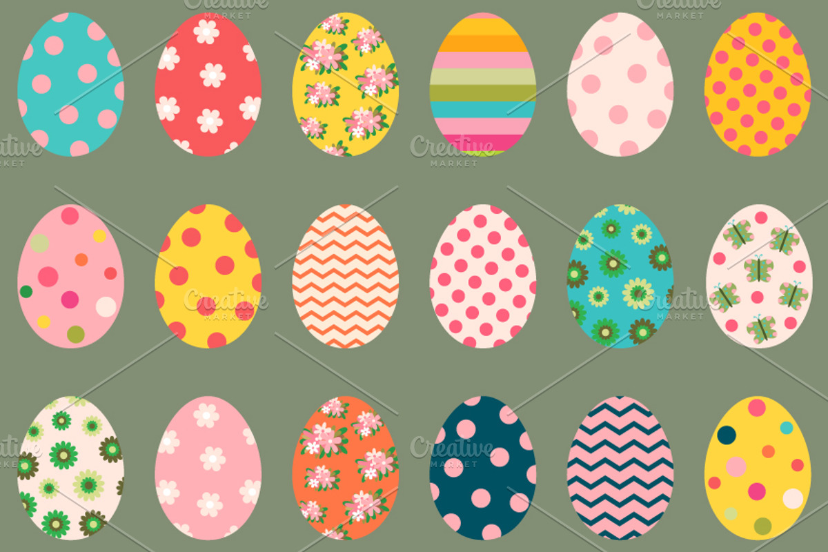 Colorful Easter eggs clip art set, a Decorative Illustration by ...