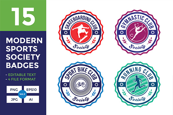 15 Modern Sports Badge Set - Vol.2, a Templates & Theme by naulicreative