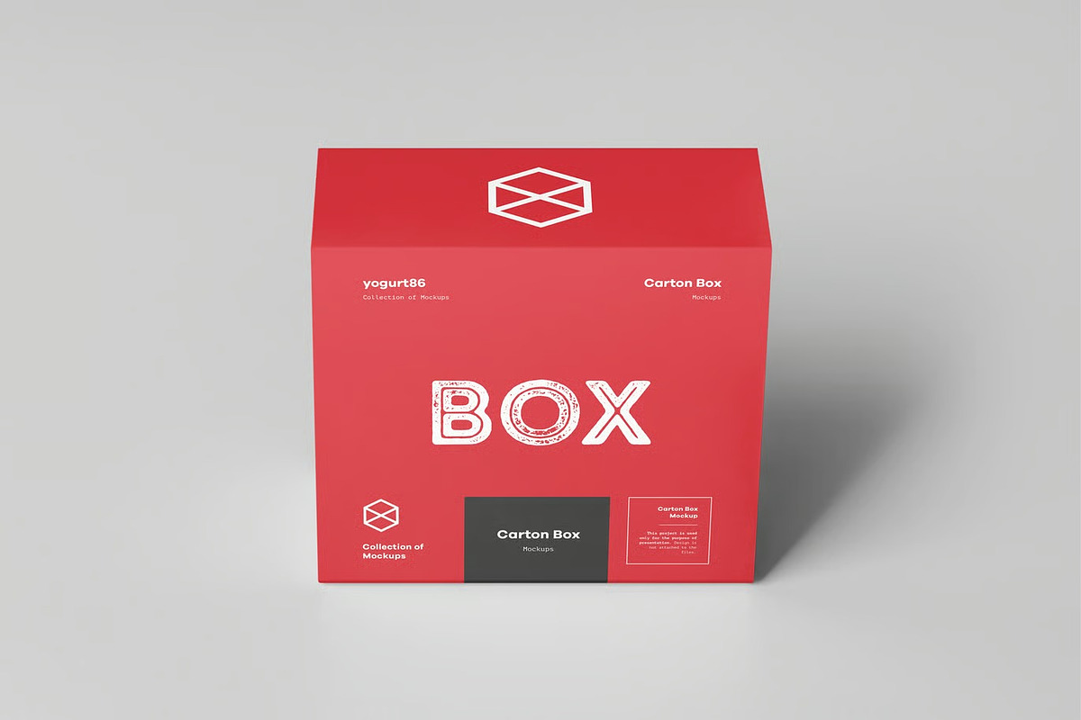 Carton Box Mockup 95x85x42 & Wrapper