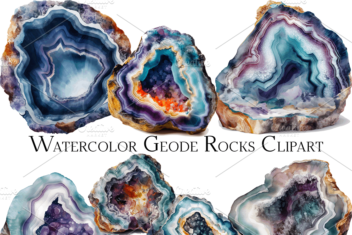 Watercolor Geode Clipart, an Object Graphic by ArtisticTimberStudio