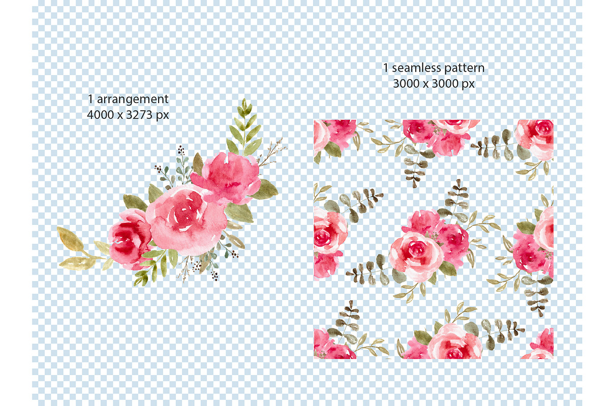 Watercolor Floral Elements Clipart, an Illustration by OliaGraphics