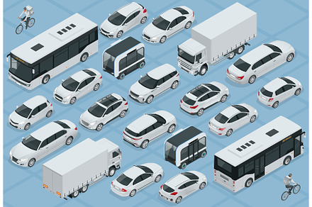 Isometric 3d Transport Set | Object Illustrations ~ Creative Market