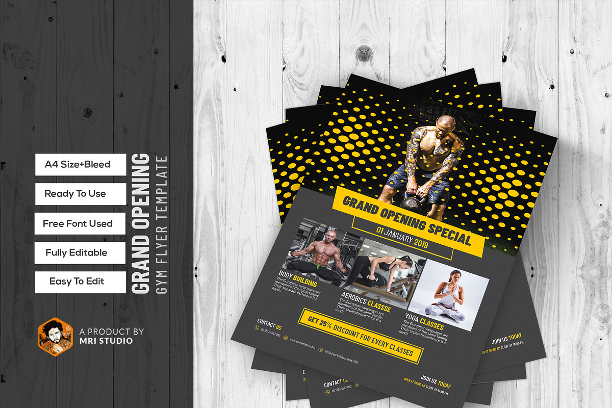 Grand Opening GYM Flyer Template, a Flyer Template by MRI STUDIO