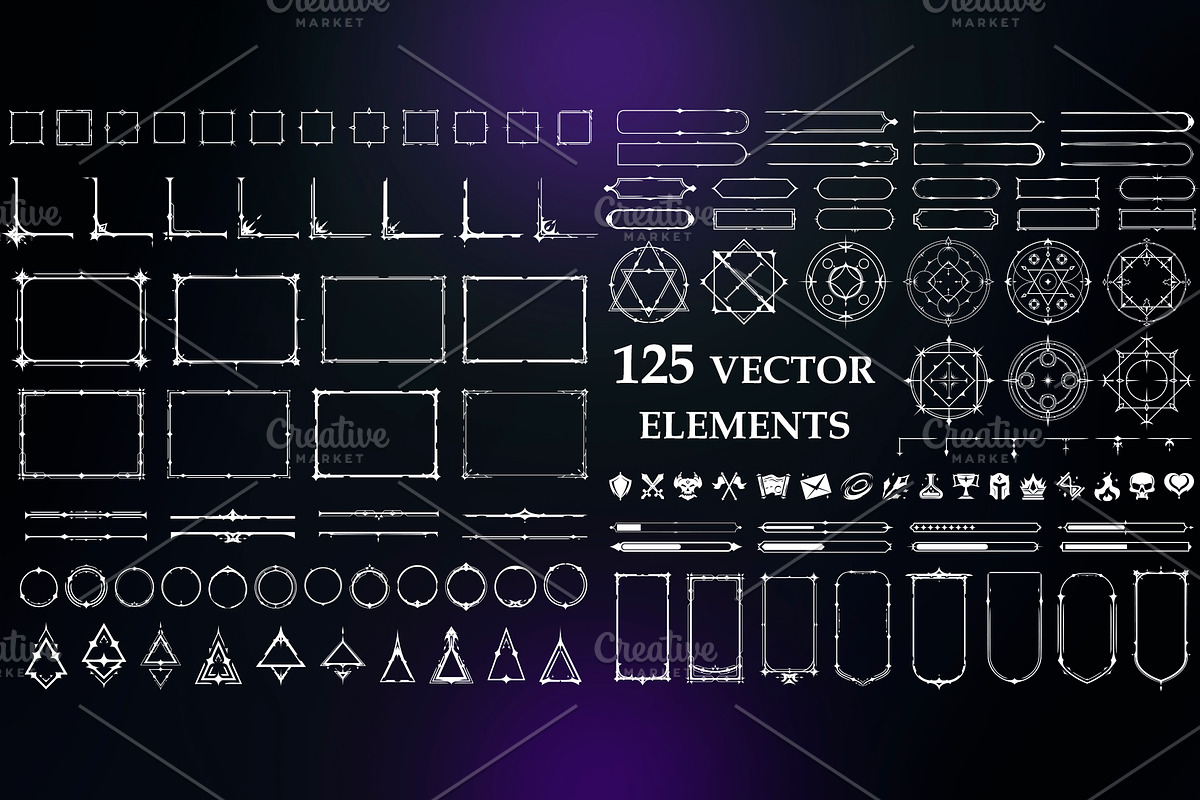 Dark Fantasy UI Set, an Object Illustration by Olga Ryzychenko