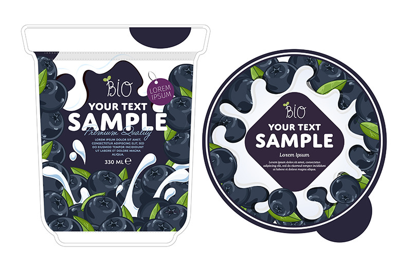 Blueberry Yogurt Packaging Design, a Food Illustration by studioworkstock