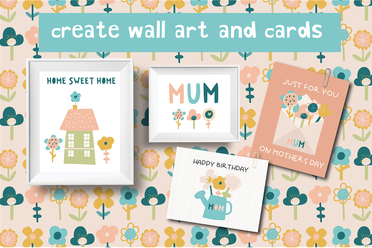 Mothers day clipart set, an Illustration by Poppymoondesign