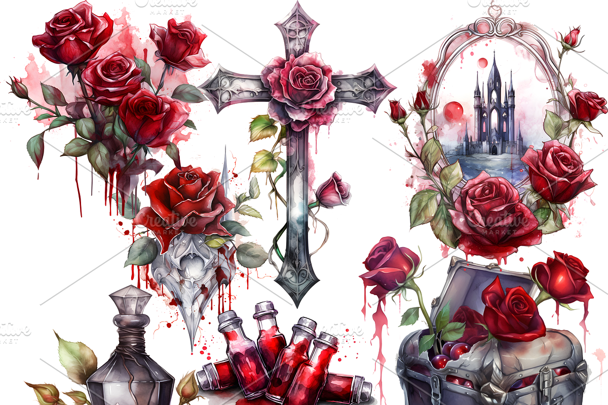 Watercolor Vampire Clipart, an Object Graphic by ArtisticTimberStudio