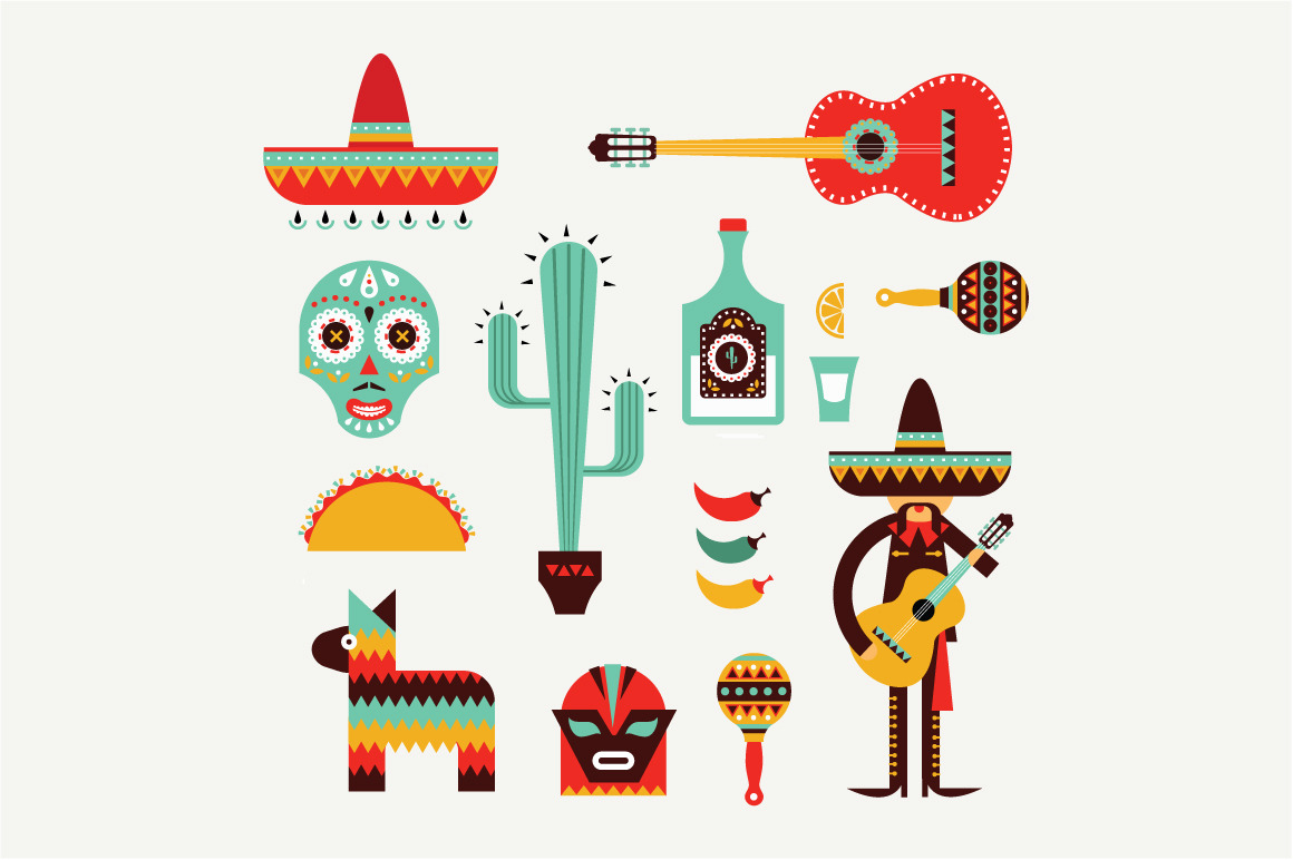 Vector Mexico icons, a Graphic by vectorprro