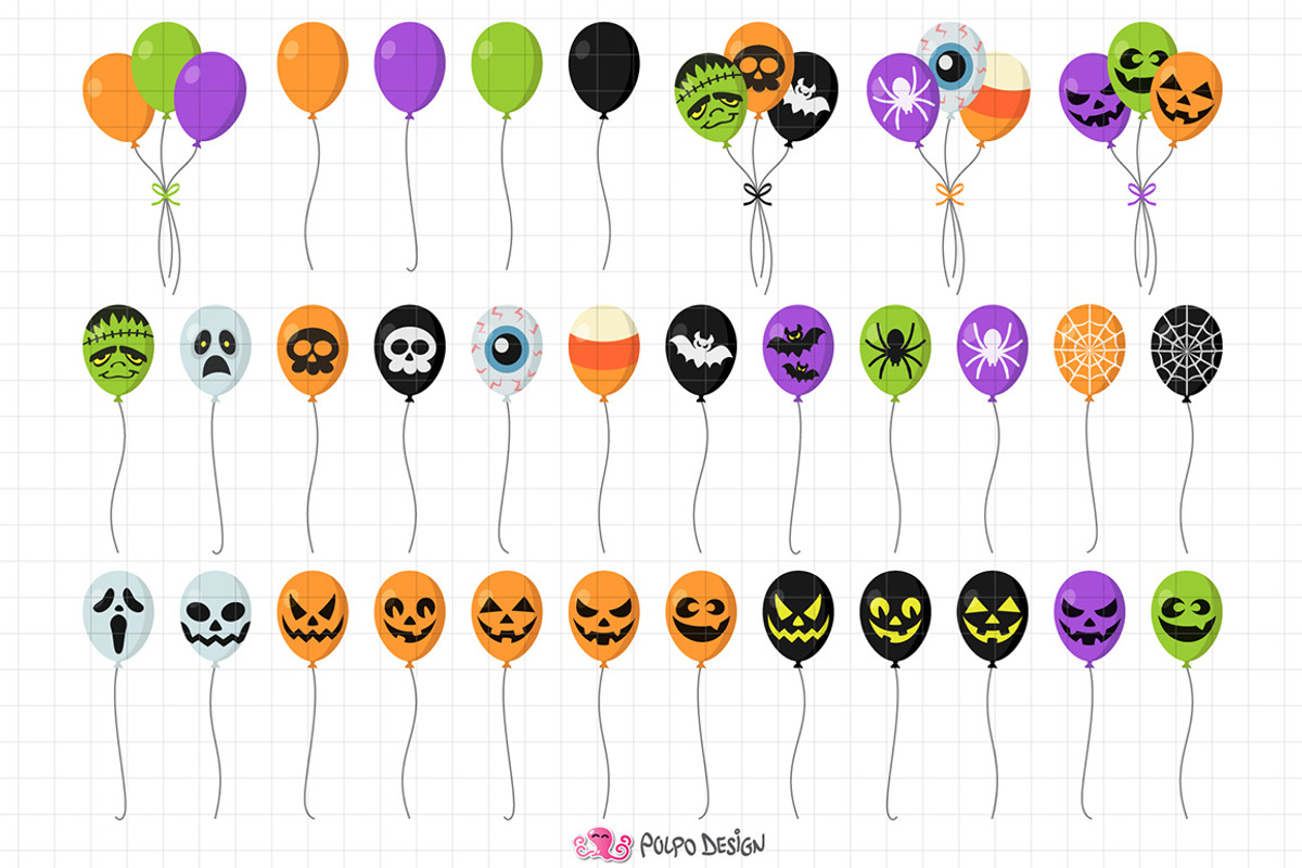 Halloween Balloons clipart, an Object Graphic by PolpoDesign