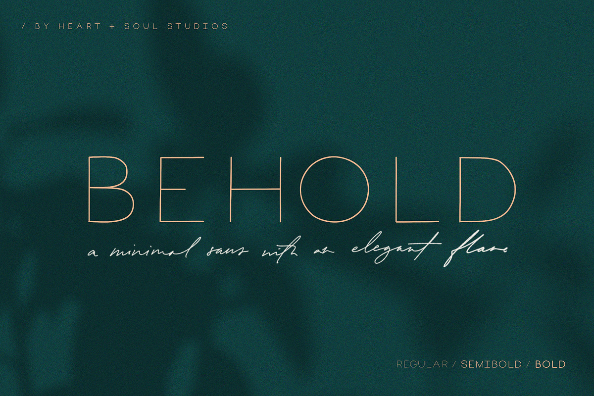 Behold | Elegant Sans Serif, a Sans Serif Font by Heart + Soul Studios