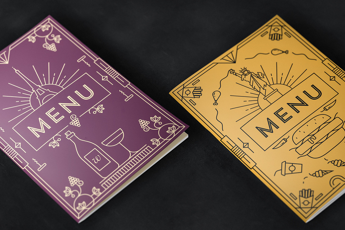 90 Linear Style Menu Designs, a Templates & Theme by Kursat Unsal