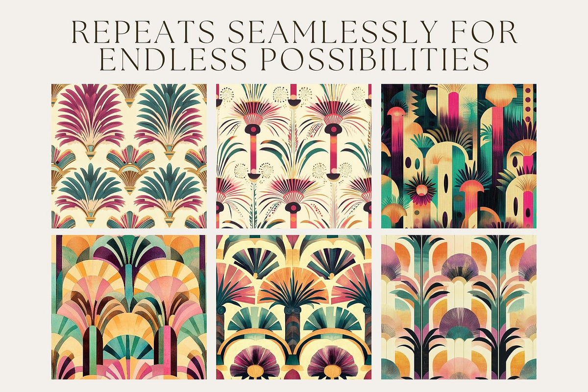 12 Sunset Deco Seamless Patterns, a Pattern Graphic by Inknfolly