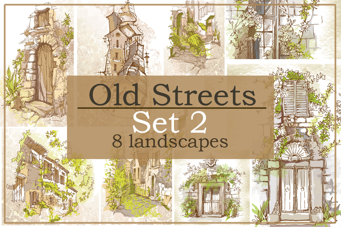 Set of Old Street landscapes, a Texture Illustration by Penndpaper