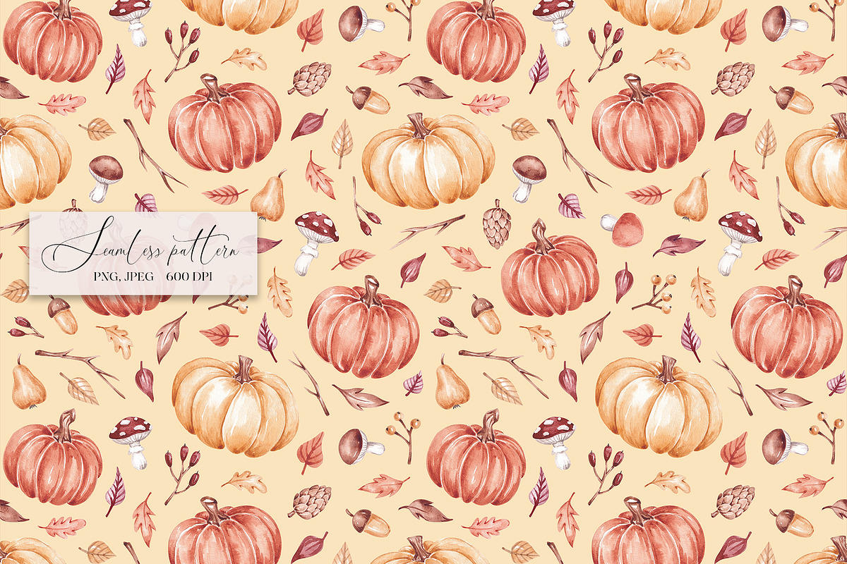 Watercolor Fall Pumpkin Digital Paper
