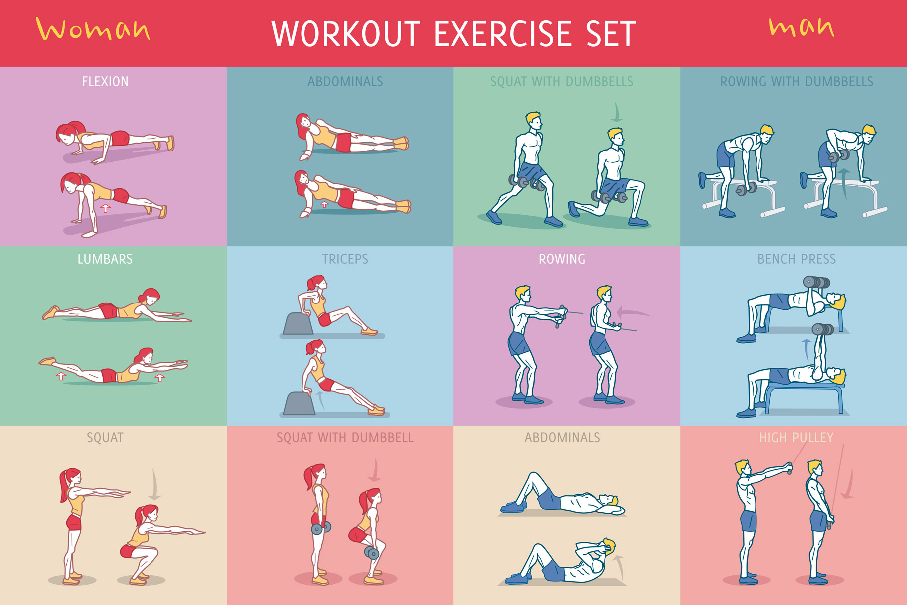Workout Exercise Set, a Person Illustration by ÁRTICA
