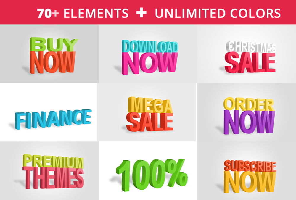 Ultimate 3D Text Render PACK PSD, a Graphic by Responsive Business Theme