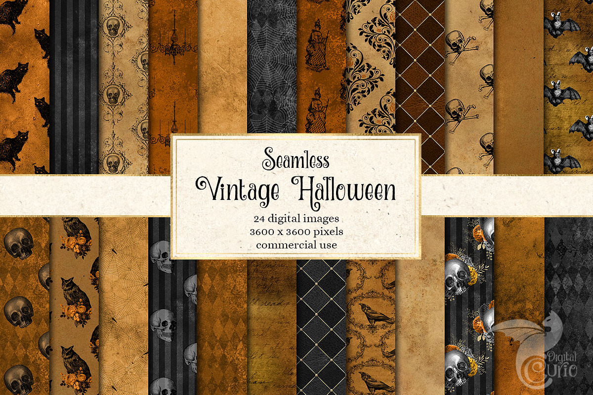 Vintage Halloween Digital Paper, a Texture Graphic by Digital Curio